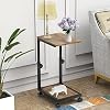 Amazon.com: NATFAIRY C Shaped End Table with Rolling Wheels, Height ...