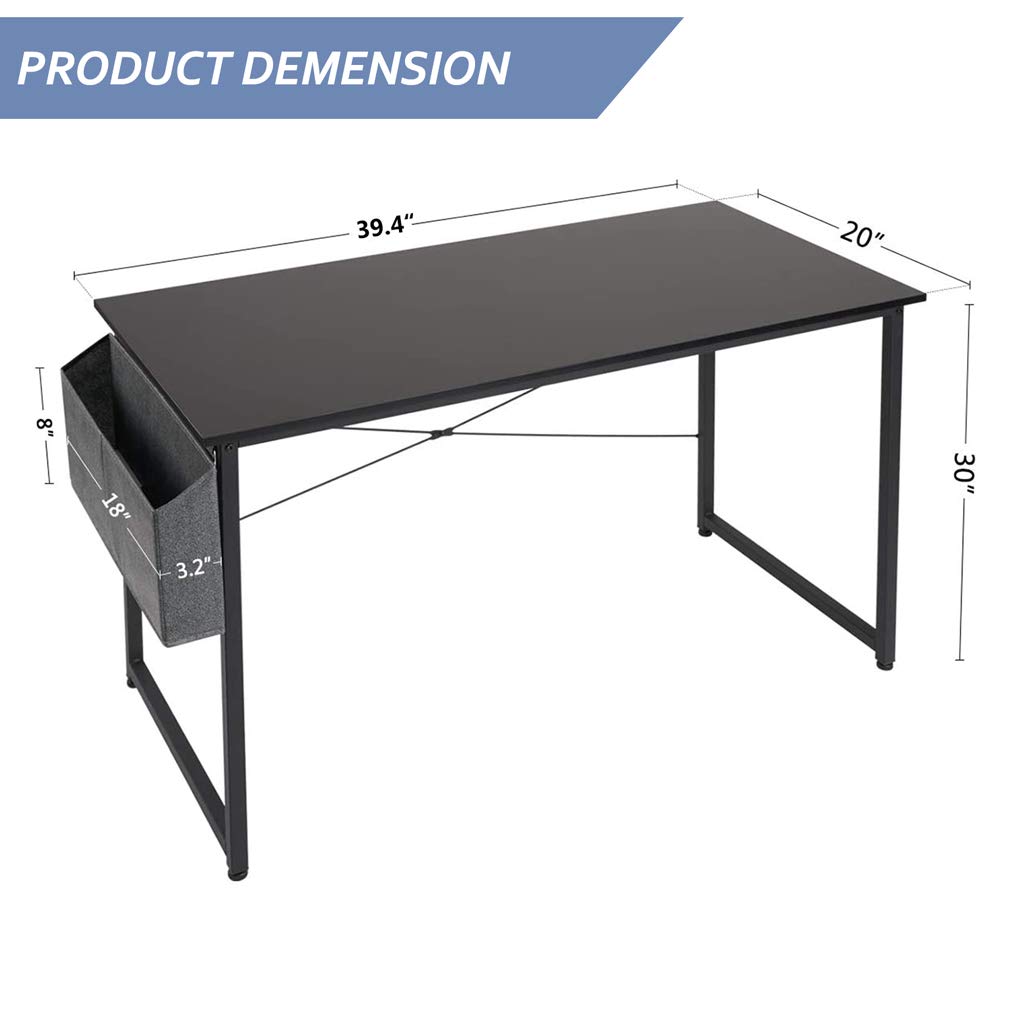 Snapklik.com : BOLUO 39 Inch Black Computer Desk For Small Space Study ...