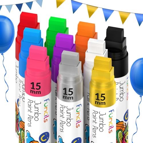 Amazon.com: Funcils 10 Jumbo Acrylic Paint Markers - 15mm Acrylic Paint ...