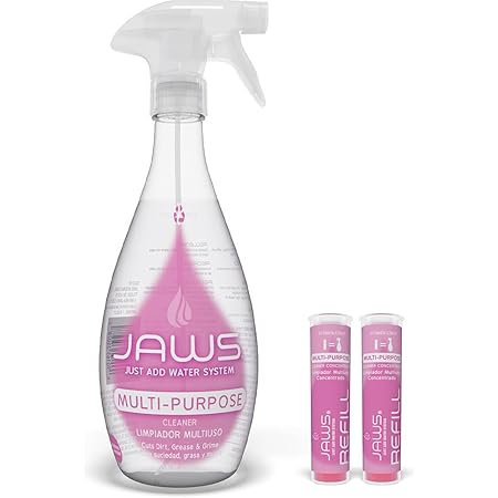 Amazon.com: JAWS Glass Cleaner Bottle with 2 Refill Pods. Refillable ...
