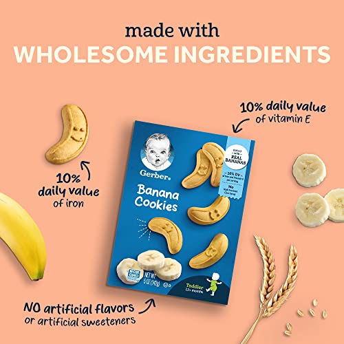 Gerber Snacks for Baby Banana Cookies, 5 Ounce (Pack of 12) Toddler ...