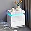 LEMROE Set of 2 Bedside Table with Drawers White, High Gloss Fronts ...