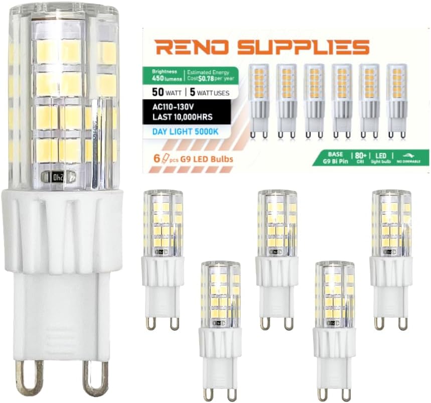 RS G9 LED Light Bulbs, Ceramic Base, 450LM, 5W (50W Halogen Equivalent ...