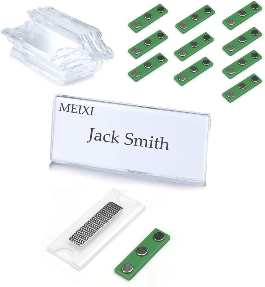 Wiedfedy 10Pcs Magnetic Name Badge Holder, 75 * 33mm Magnetic ID Badges ...