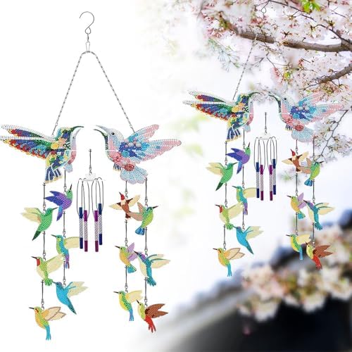 Amazon.com: Diamond Painting Wind Chimes,Suncatcher Art Wind Chime Kit ...