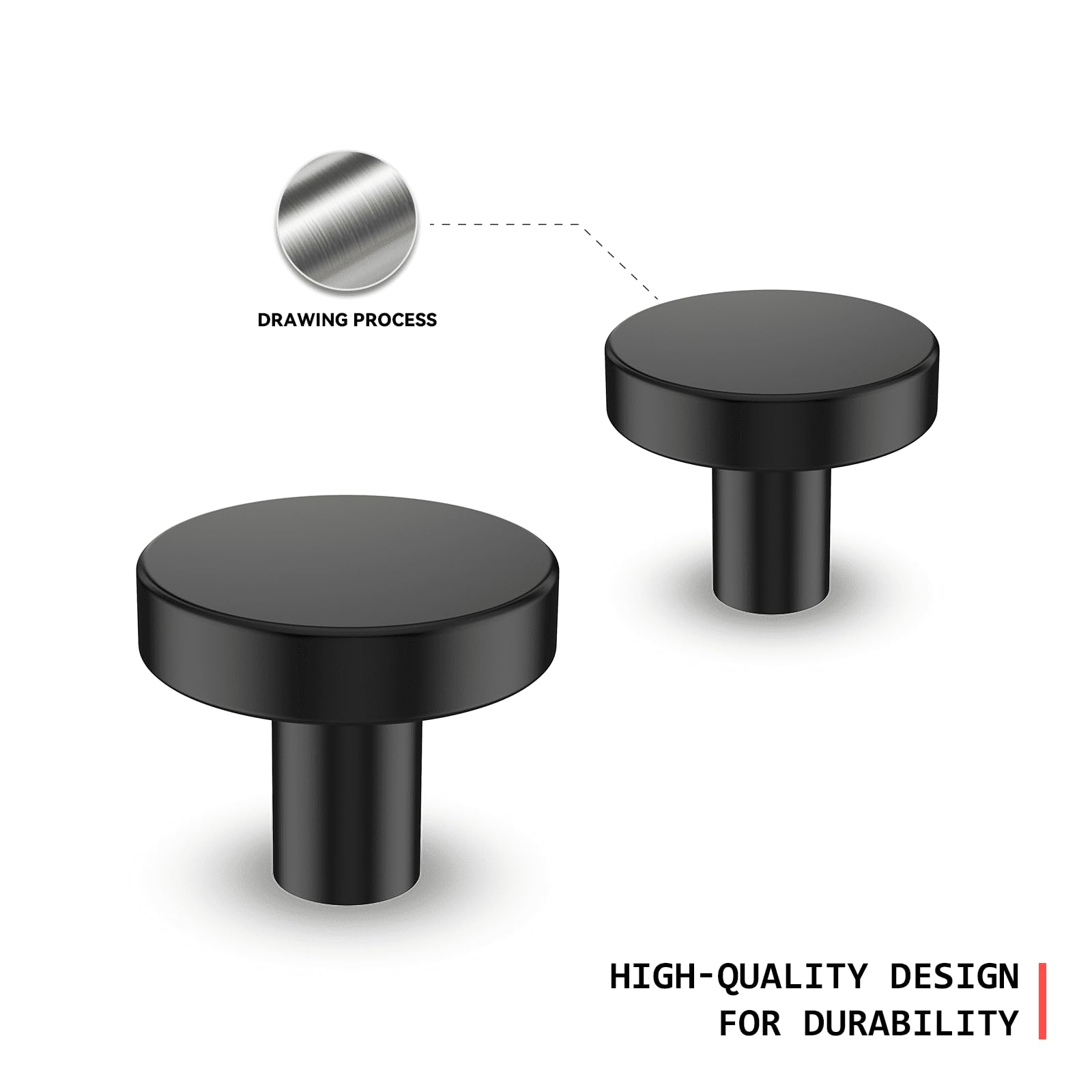 Snapklik.com : Homdiy 30 Pack Black Cabinet Knobs, Round Kitchen Drawer ...