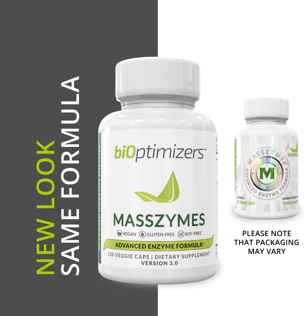 BiOptimizers – Paquete de suplemento de enzimas digestivas MassZymes (250 cápsulas) y magnesio ...