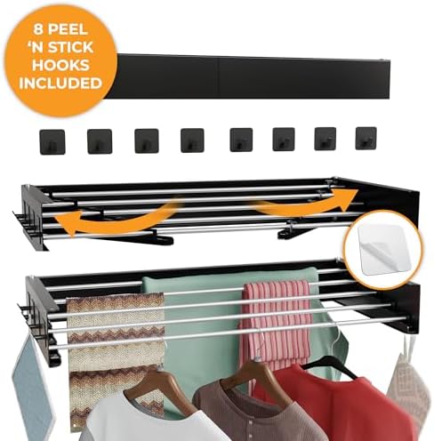 Amazon.com: Wall Mounted Drying Rack - Clothes Drying Rack Wall Mounted ...