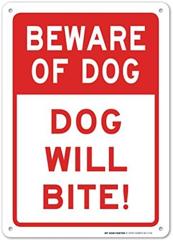 Amazon.com: Beware of Dog, Dog Will Bite Sign, 10x14 Inches, Rust Free ...