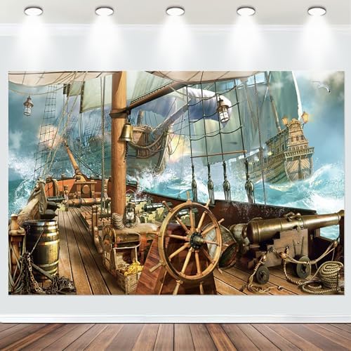 Amazon.com : Fabric 7x5ft Pirate Theme Photography Backdrop Nautical ...