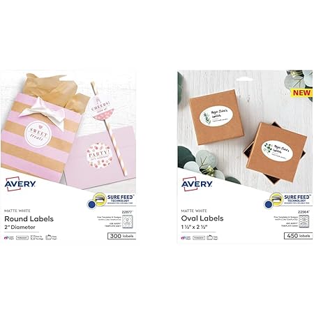 Amazon.com: Avery Printable Round Labels with Sure Feed, 2" Diameter ...