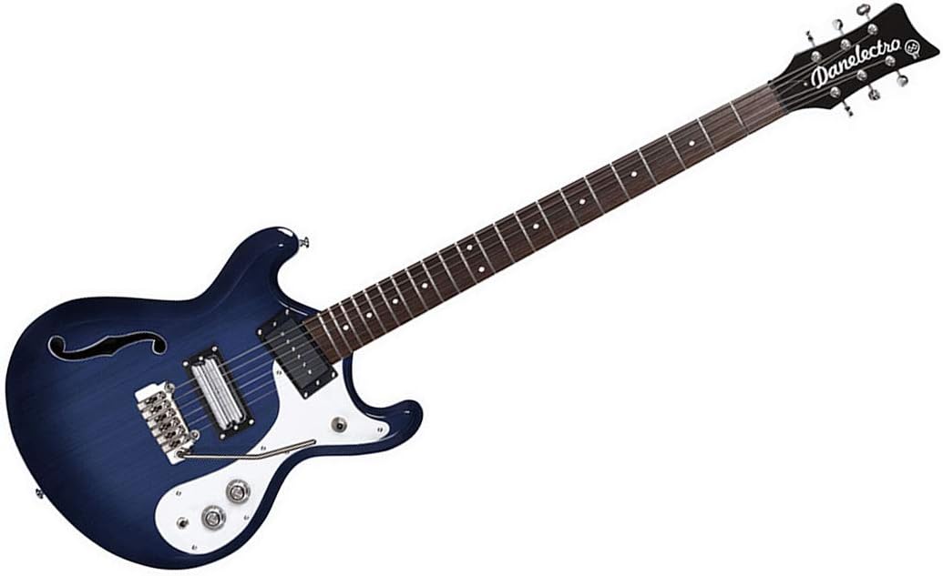 Amazon.com: Danelectro 66BT Baritone Electric Guitar - Transparent Blue ...