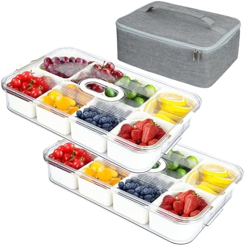 Amazon.com | 2 Pcs Snackle Box Container, Stackable Snack tray with lid ...