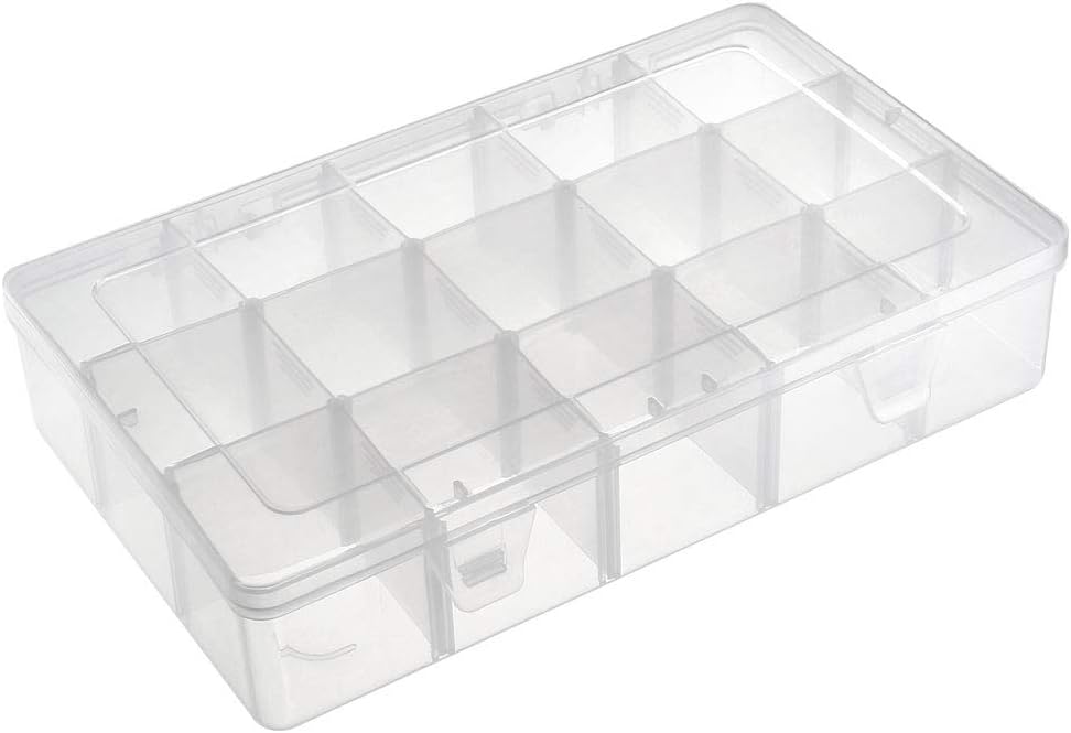 uxcell Component Storage Box - PP Adjustable 15 Grids Electronic ...