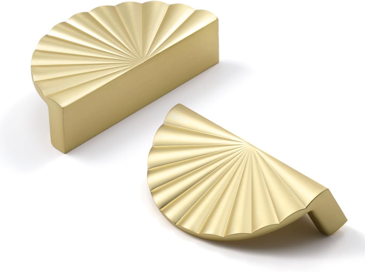 Peaha 4 Pack Half Moon Matte Gold Cabinet Pulls Brushed Brass Drawer ...