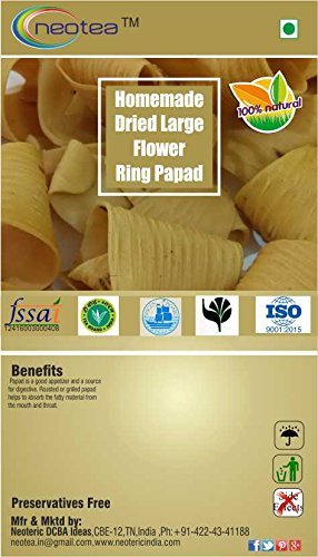 Neotea Homemade Dried Papad/Pappad/Papadum/Appalam 250g (Large Flower ...