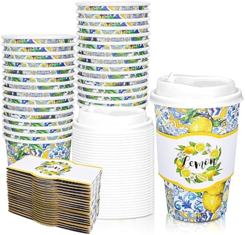 Amazon.com: Singhoow 50 Pcs Capri Lemon Plastic Cups Bulk 16 oz Blue ...