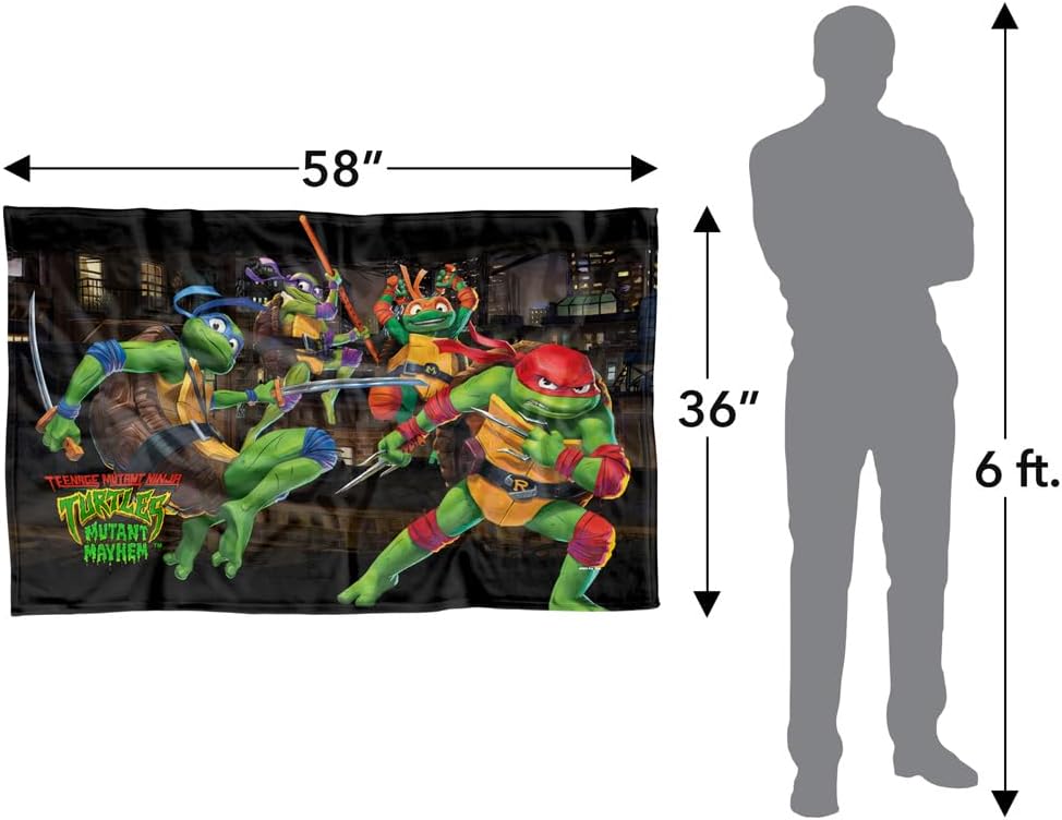 LOGOVISION Teenage Mutant Ninja Turtles Mutant Mayhem Blanket, 36″x58 ...
