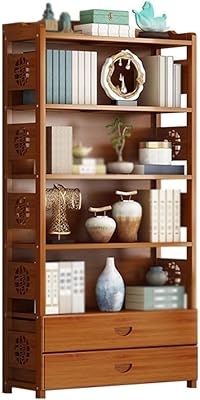 Amazon.com: DIYART Brown Bookshelf, Wood Bookcase with 3 Tier Open ...