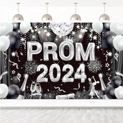 Amazon.com: HOWAF Prom 2024 Backdrop Banner Decorations Sliver, Large ...