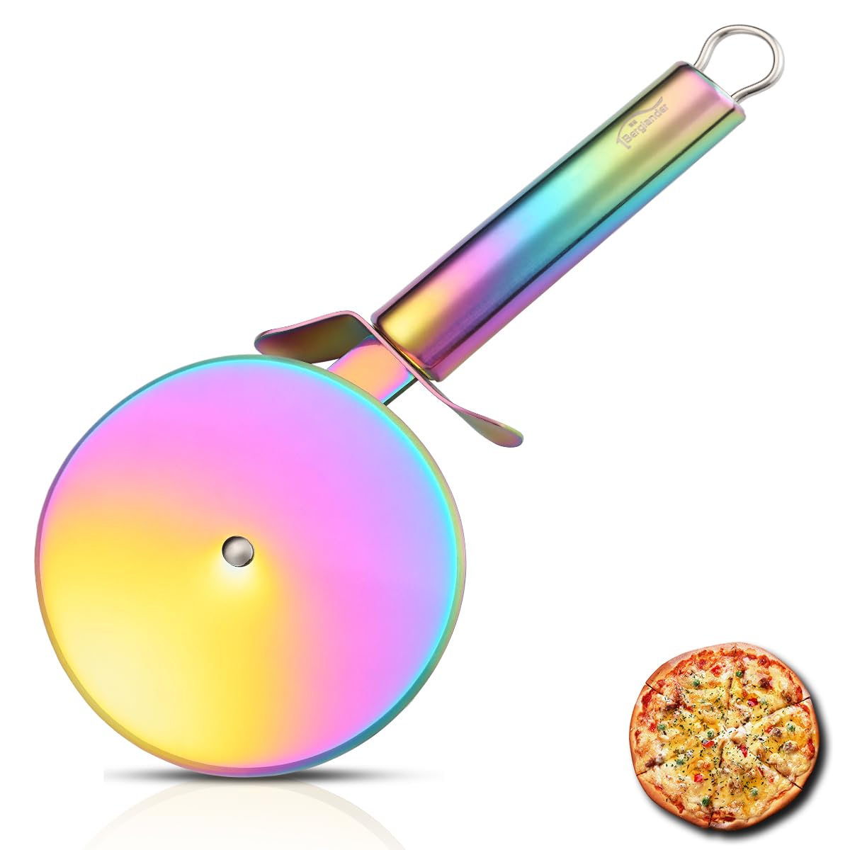 Amazon.com: Berglander Pizza Wheel, Rainbow Titanium Plating Stainless ...
