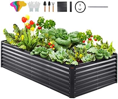 Amazon.com: VEVOR 8x4x2ft Metal Raised Garden Bed Kit, Outdoor Large ...