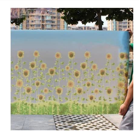 Buy SUNBIRD Sunflower Window Film, 3D Stained Sticker, Static Cling ...