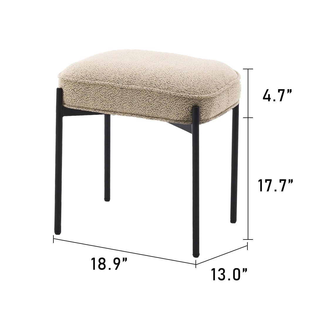 YOUNIKE Ottoman Foot Stool Small Beige Footstools Durable Teddy Velvet ...