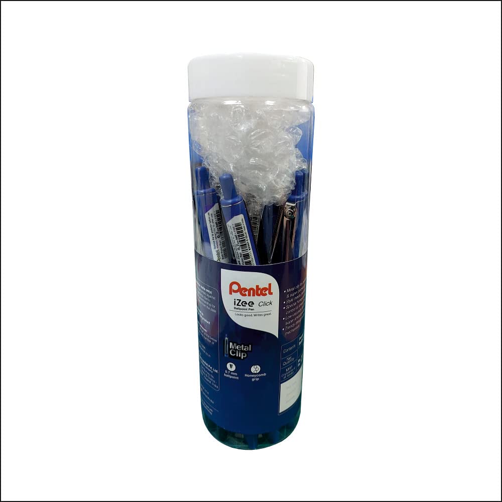 Pentel iZee Click Ball Point Pen Jar Pack | Honeycomb Grip For Better ...