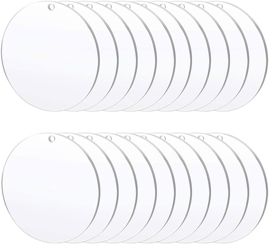 20 Pieces Acrylic Disc Round Acrylic Panel Blanks Transparent Round ...