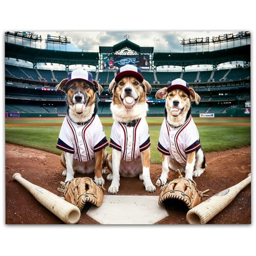Amazon.com: Major Dog Baseball 28x36 Unframed Poster - Dogs in Baseball ...
