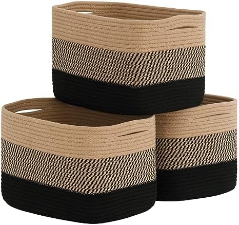 Cherrynow Woven Storage Basket Set of 3, Decorative Storage Baskets for ...