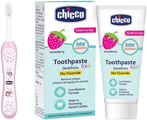 Chicco Pink Toothbrush 6-36M With Strawberry Toothpaste 12M+ - Manual ...
