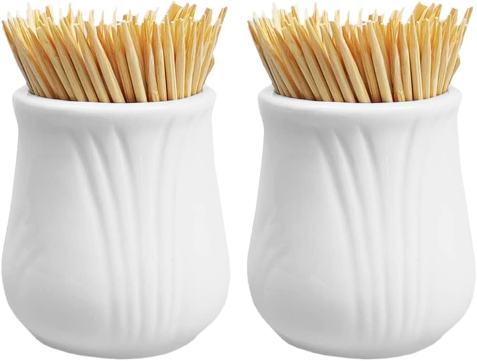 Amazon.com: Sizikato 2pcs Simple Pure White Square Ceramic Toothpick ...