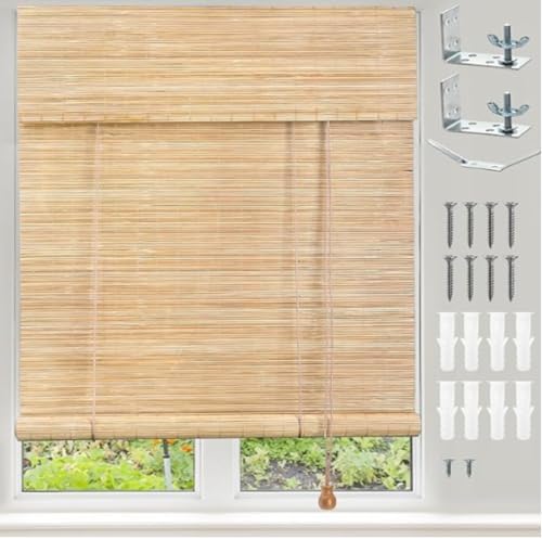 Amazon.com: Bamboo Roller Blinds for Living Room Windows, Sun Bamboo ...