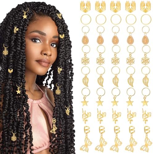 Amazon.com : Tyqour 40Pcs Gold Hair Jewelry for Women Adjustable Hair ...