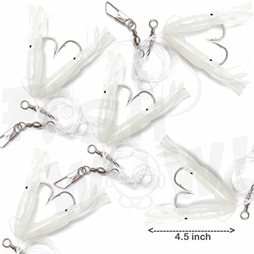 Amazon.com : 5 Packs - 4.5" Fishing Ling Cod Rig Twin Bulb Squids ...