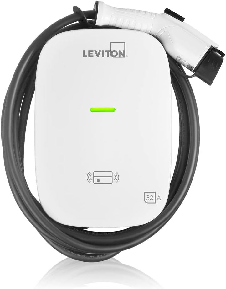 Leviton EV320 Level 2 Electric Vehicle Charging Station, 32 Amp, 208/240 VAC, 7.6 kW Output, 18 ...