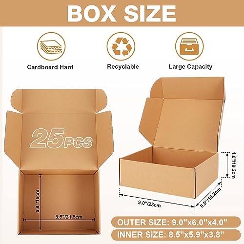 Snapklik.com : 9x6x4 Inches Shipping Boxes 25 Pack,Brown Corrugated ...