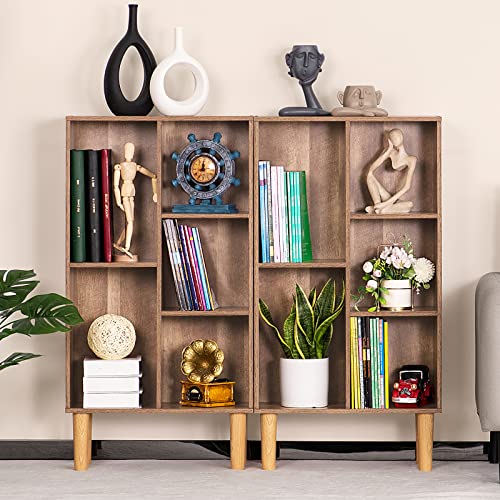 Snapklik.com : 5 Cube Small Bookshelf,3 Tier Mid-Century Modern Bookcase