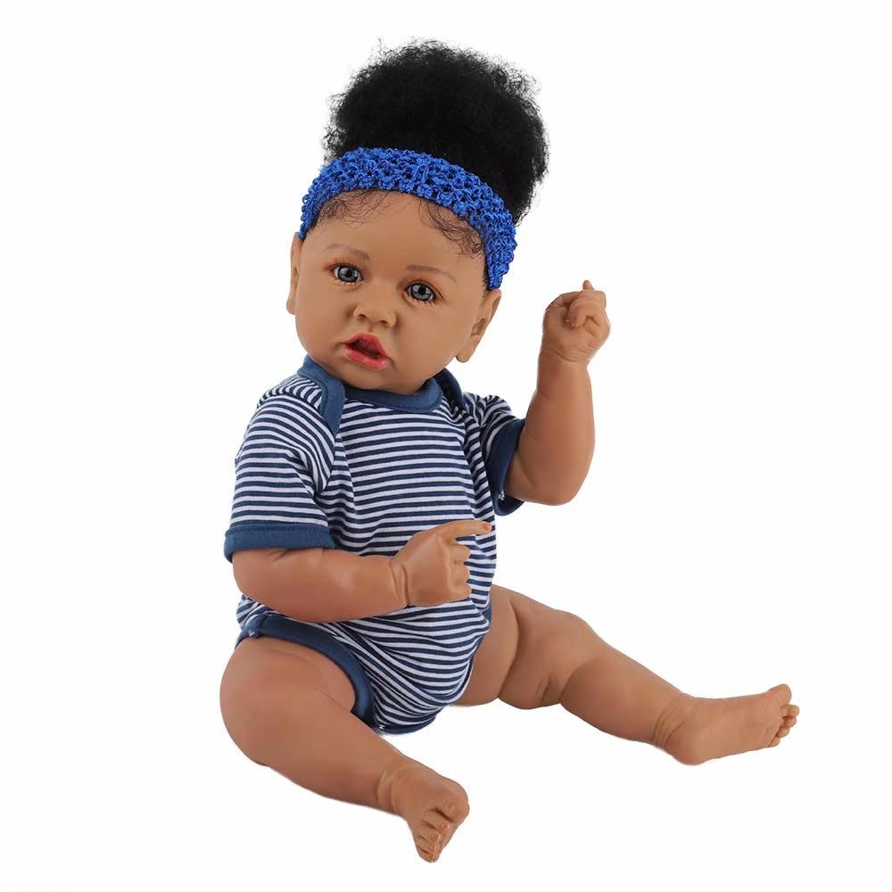 Buy Black Reborn Baby Dolls Girl, 22 Inch African American Lifelike ...