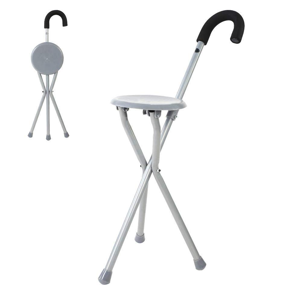 Folding Lightweight Cane Seat Walking Cane Stick Chair Seat Stool ...