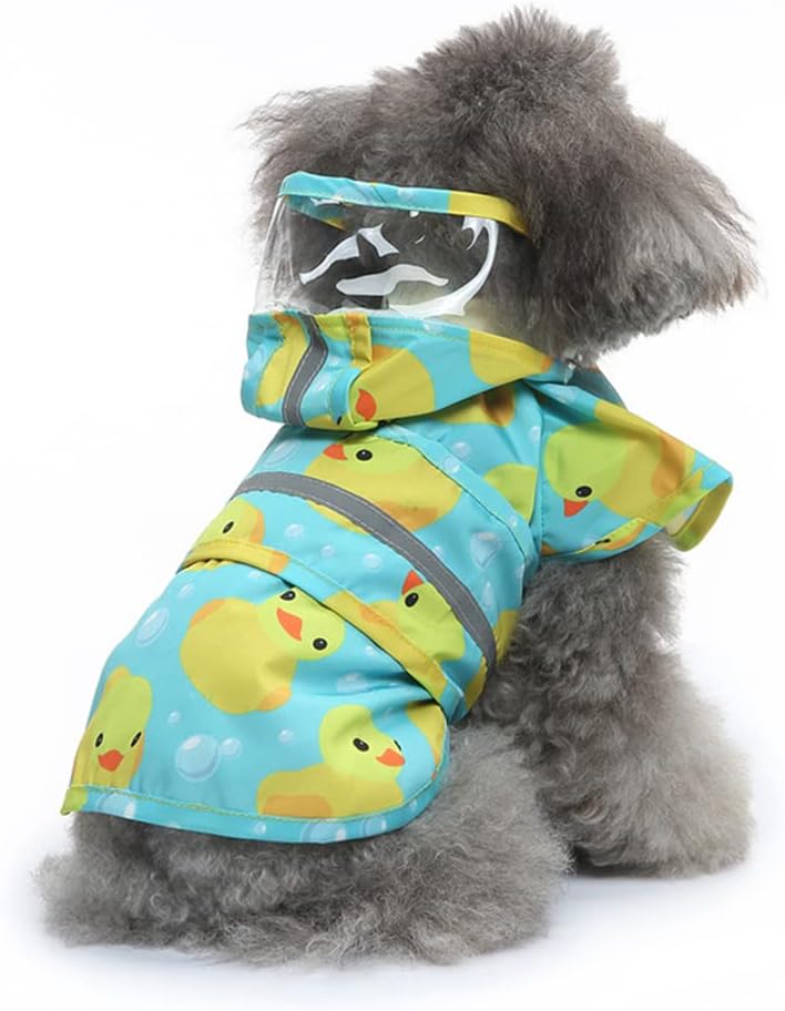 Amazon.com: Ornaous Cute Rubber Duck Dog Raincoat with Hood, Reflective ...