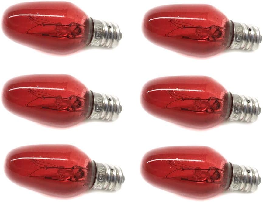 Red Night Light Bulb Replacement Bulbs 5W 120V - 6 Pack Party or Event ...
