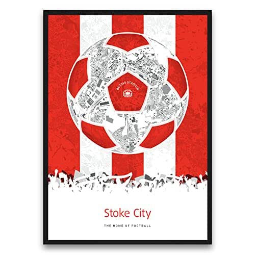 Stoke City Football Sports Map Poster Print for Fans Home Office Wall ...