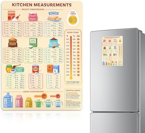 Kitchen Measurement Conversion Chart Magnet - Extra Large Easy to Read ...