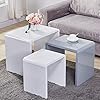GOLDFAN Nest of Tables High Gloss Coffee Tables Nesting Tables Wooden Side End Tables Lamp ...