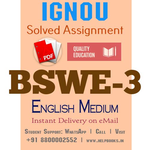 Buy BSWE3 IGNOU Solved Assignment 2020-2021 (English Medium) BSWE-3 > P ...