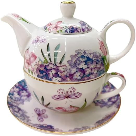 Floral Ceramic Tea for One Set 380ML Tea Pot and 250ML Cup Gift Boxed ...