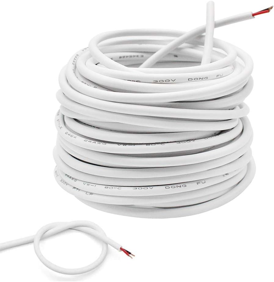 K M Electronics® 3 CORE Mains Cable Wire Flex White 0.5MM 3A 3 AMP 5M ...